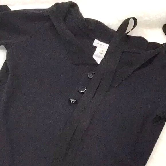 Celine | Tops | Celine Black Belted Top Logo Buttons Sz S | Poshmark